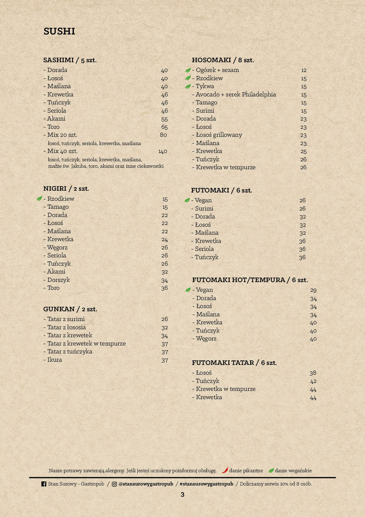 Menu (PDF) - Stan Surowy - Gastropub